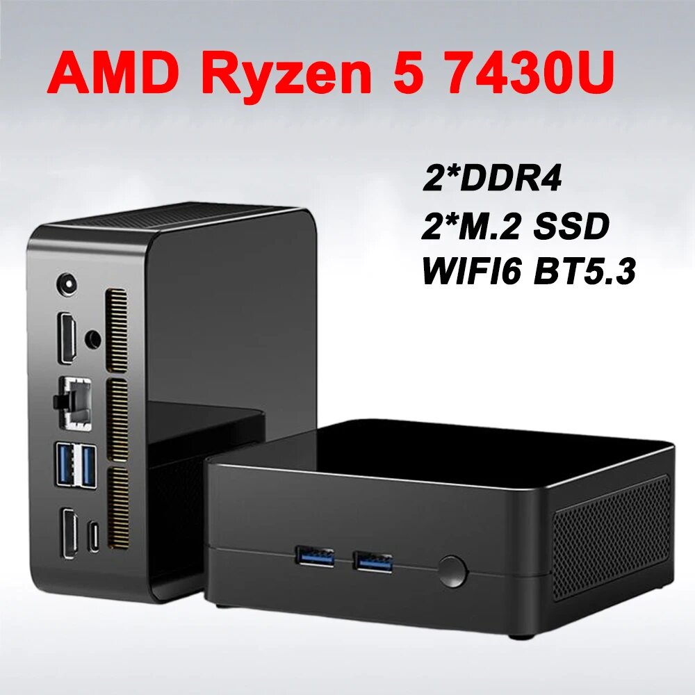 Мини-ПК SZBOX X74 AMD Ryzen 5 7430U NO RAM NO SSD NO OS, EU
