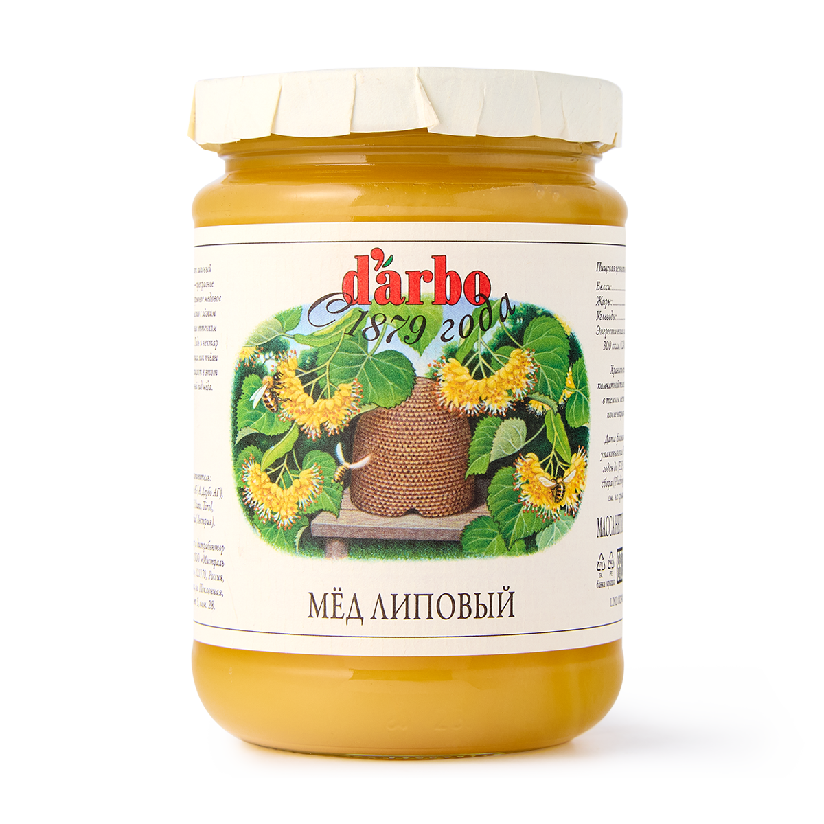 Мёд D'arbo, липовый, натуральный, в стеклянной банке, 500 граммов, 1 шт.