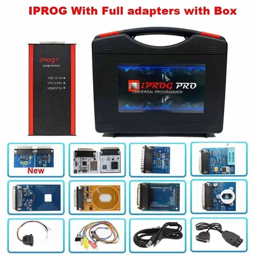 Iprog Pro Full V87 V89 2025 с 7/11 адаптерами, поддержка Eeprom 11 adapters Box