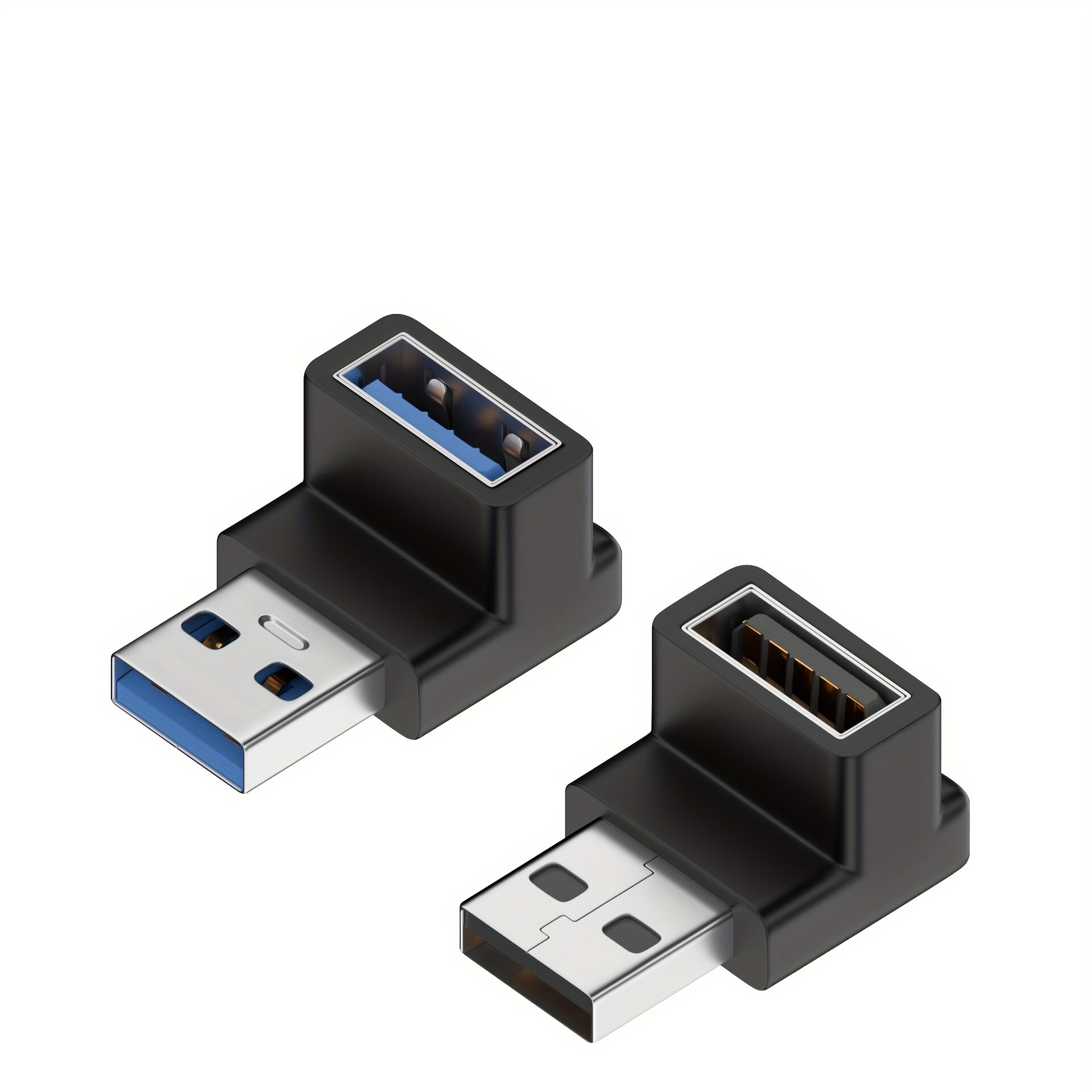 2 шт. USB-переходник Female to Male с поворотом на 360°, средний изгиб, L-образный, алюминиевый сплав, 10 Гбит/с, для ноутбука, ПК и телефона, модель STereo Bend (Front/Reverse)