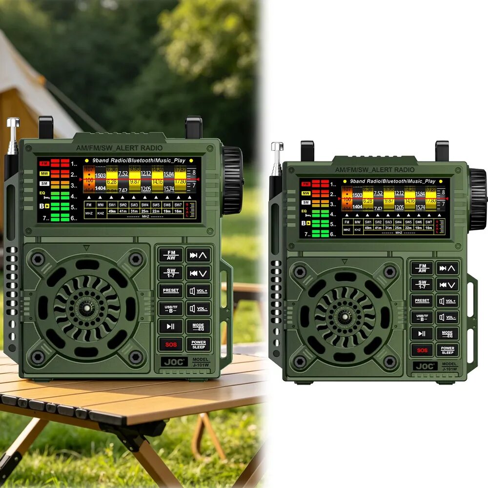 Коротковолновый радиоприёмник с поддержкой FM/AM/SW, аккумуляторный, портативный, зелёный