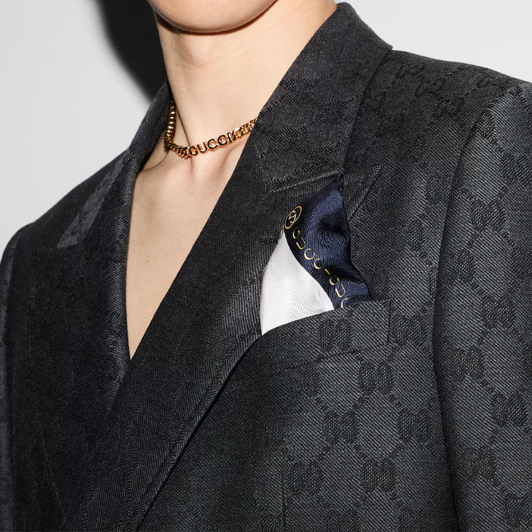Шарф GUCCI Interlocking, синий — фото 1