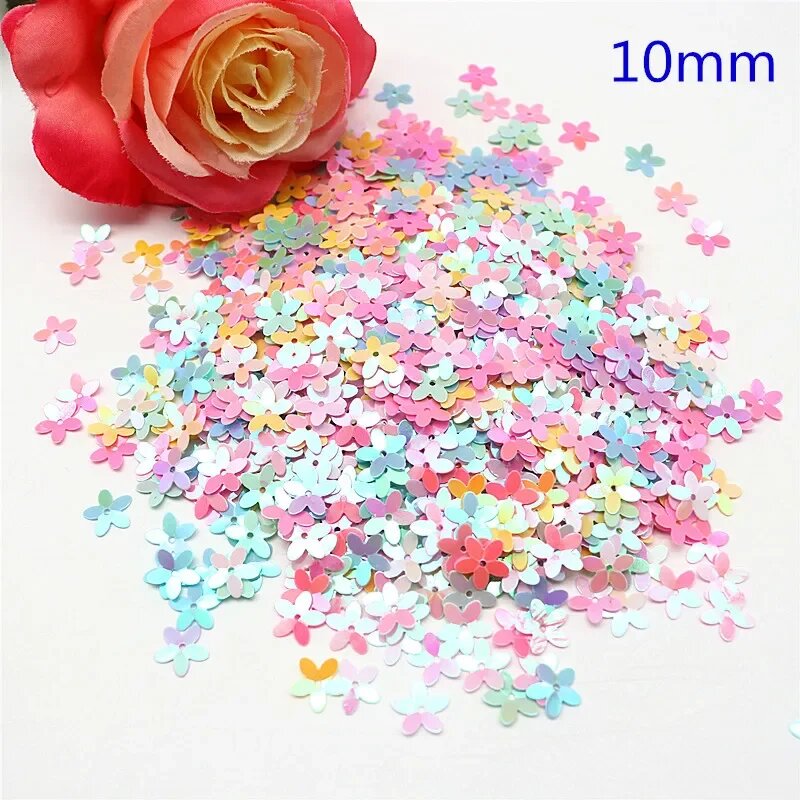 ПВХ блестки разноцветные 3-10 мм 10-20г 10g, 06 curved flower10mm