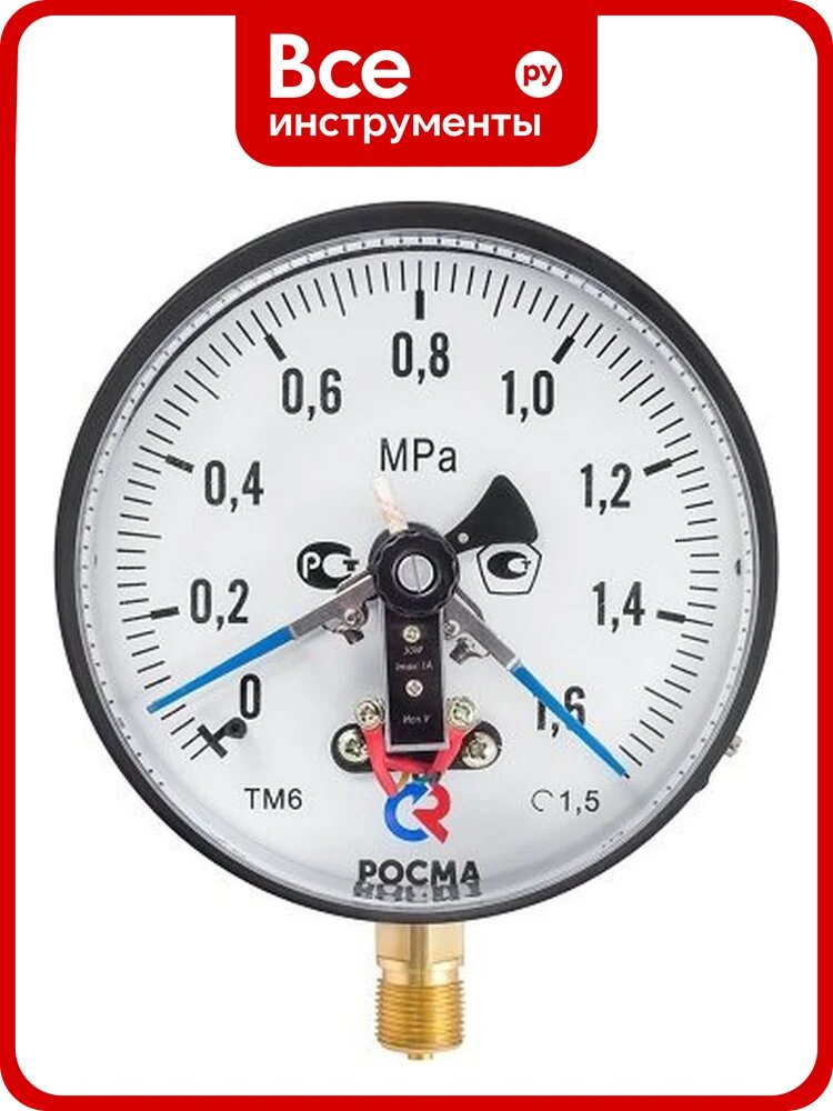 Манометр росма ТМ-610Р.05 радиальный (0-1.6МПа) М20х1.5 IP54 1.5, ДК150мм, с ЭКТ тип V, с DIN-разъемом D070-01569