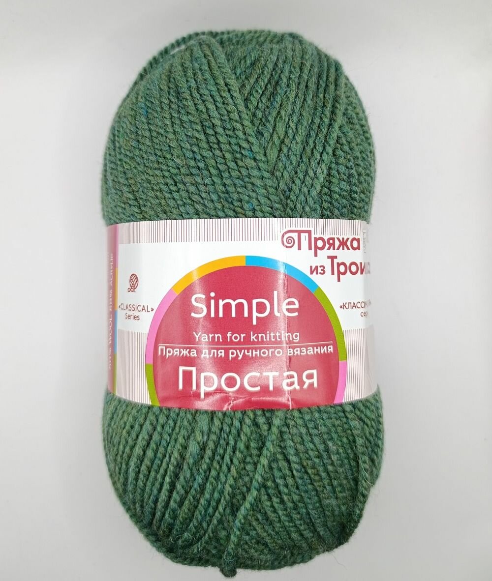 Пряжа для вязания ТКФ Простая 273 шторм 100 гр/200 м 50% шерсть, 50% акрил. 100 г / 200 м.