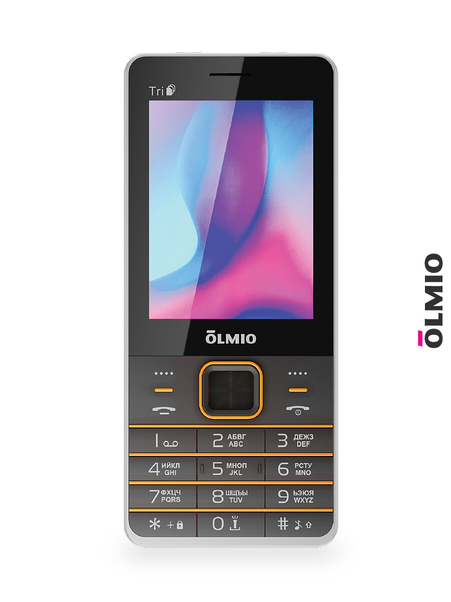 Телефон Olmio M30, кнопочный, 3 SIM, аккумулятор 2500 мАч, экран 2.8"