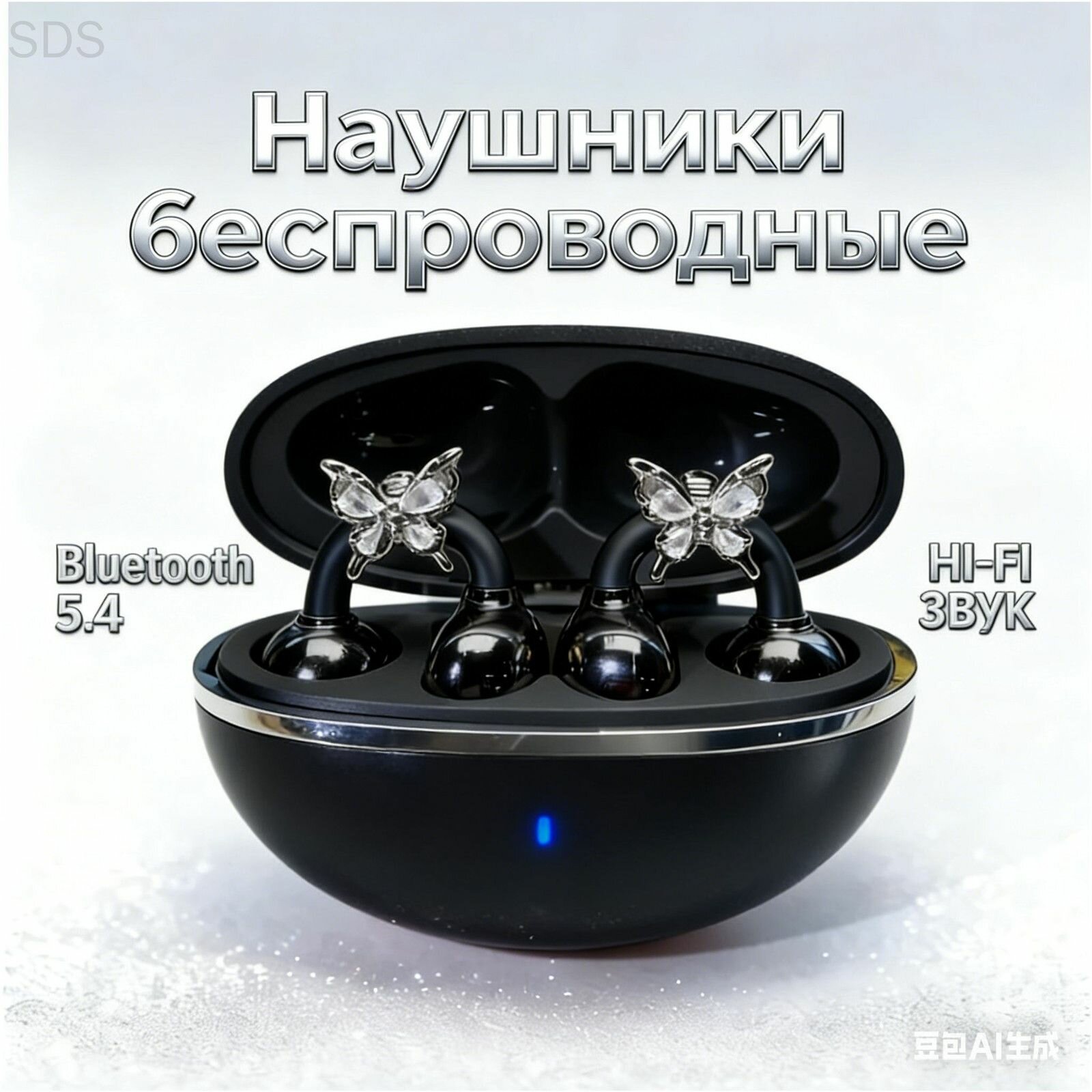 Наушники беспроводные с микрофоном, Bluetooth, USB Type-C, черный