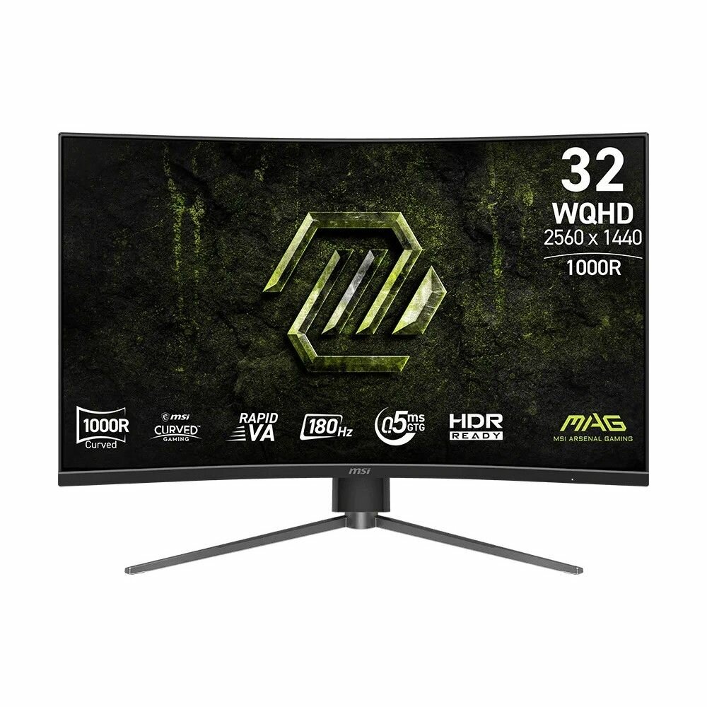 Монитор 31.5" MSI MAG 325CQPF E18 Curved Rapid VA, 2560x1440, 180Hz, 0,5ms, 300сd/m, 3500:1, HDR | 2xHDMI(2.0b), DP(1.4a) | HAS, Swivel, ExPSU, , Vesa 100, Black
