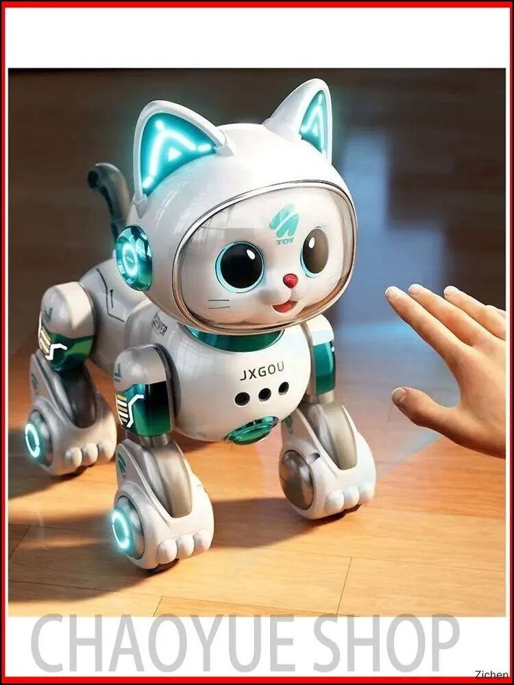 Детская игрушка-робот-кот, радиоуправляемый, розовый, со звуковыми эффектами, до 10 м — фото 1