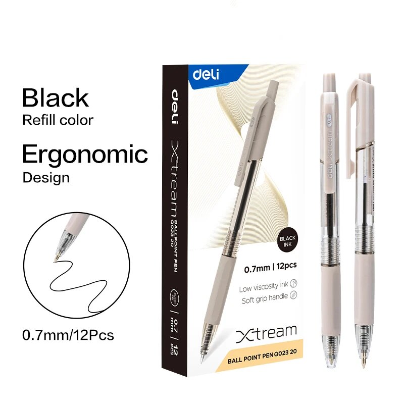 Шариковые ручки Deli 0.7 мм Softgrip Black 1Box