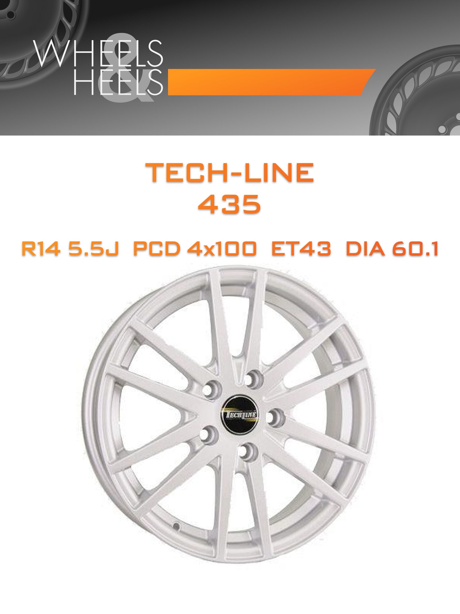 Диск автомобильный литой Tech-Line 435 14x5.5 4x100 et43 dia60.1 Серебристый