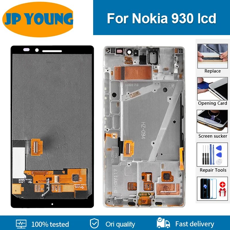 Оригинальный AMOLED ЖК-дисплей для Nokia Lumia 930 RM-1045, ЖК-дисплей, сенсорный Silver With Frame