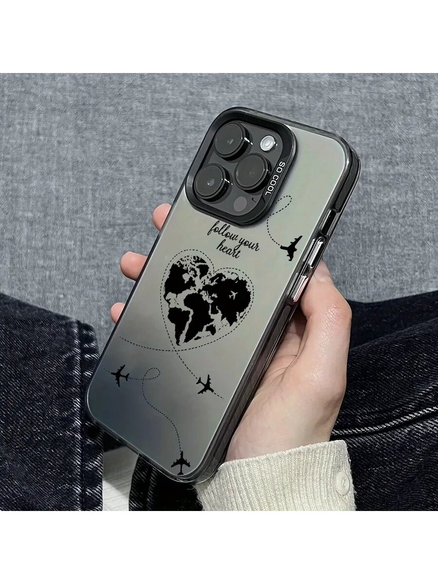 Чехол на IPHONE 13 PRO MAX черный Карта в форме сердца