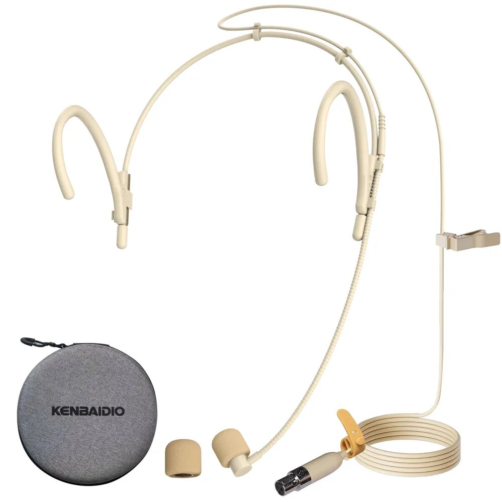 KENBAIDIO Микрофон петличный Микрофон гарнитуры для AKG 3 Pin, светло-желтый, белый