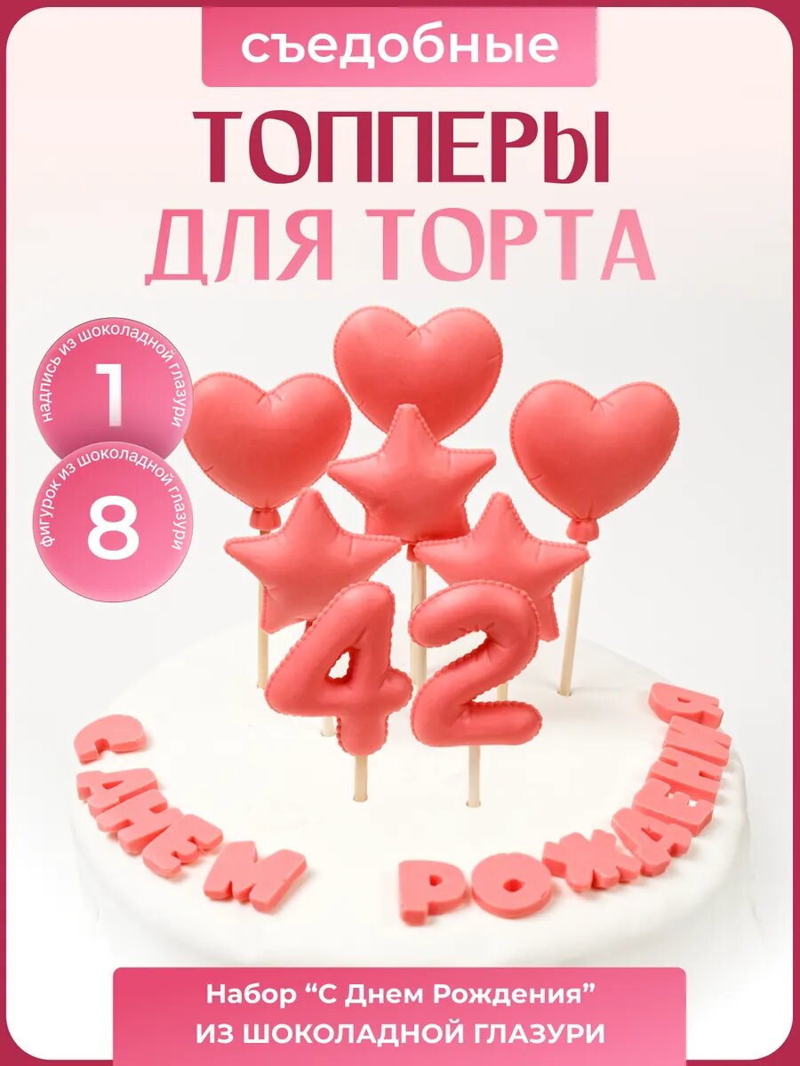 Топпер с днем рождения. Цифра 42