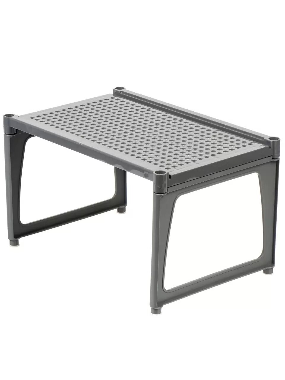 Полка настольная, серая, 30 см x 17 см x 19,5 см, с ножками, пластик