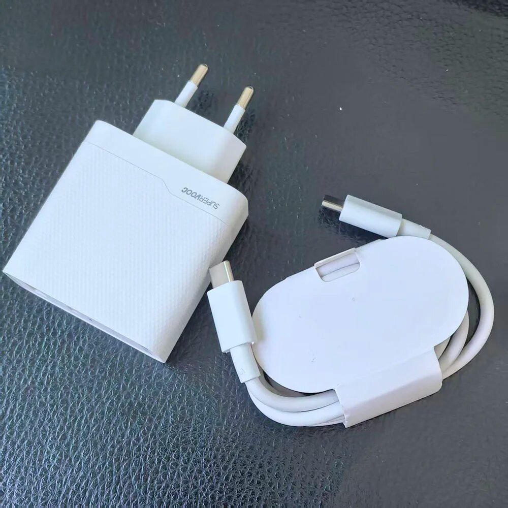 Зарядное Устройство GaN SUPERVOOC 120W С Двумя Портами И Быстрой Зарядкой, Вилка EU, EU Add PD Cable
