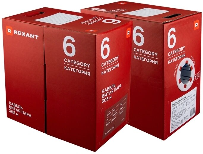 Кабель информационный Rexant 01-0047 кат.6 UTP 4 пары PVC внутренний 305м синий