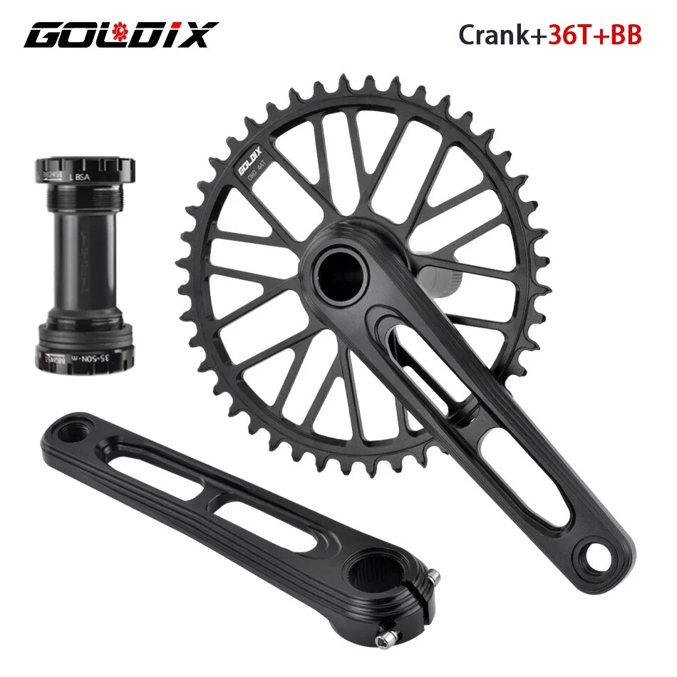 GOLDIX Гравел шатуны из алюминия 165/170/175 мм 50-34T 52-36T 53-39T 165mm, Crank and BB and 36T