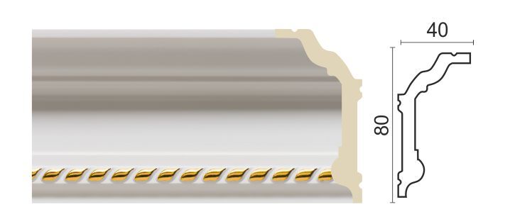 Карниз Dekor-Dizayn 502-115G Нео Классика Д2400хВ80хТ40/Декор Дизайн.