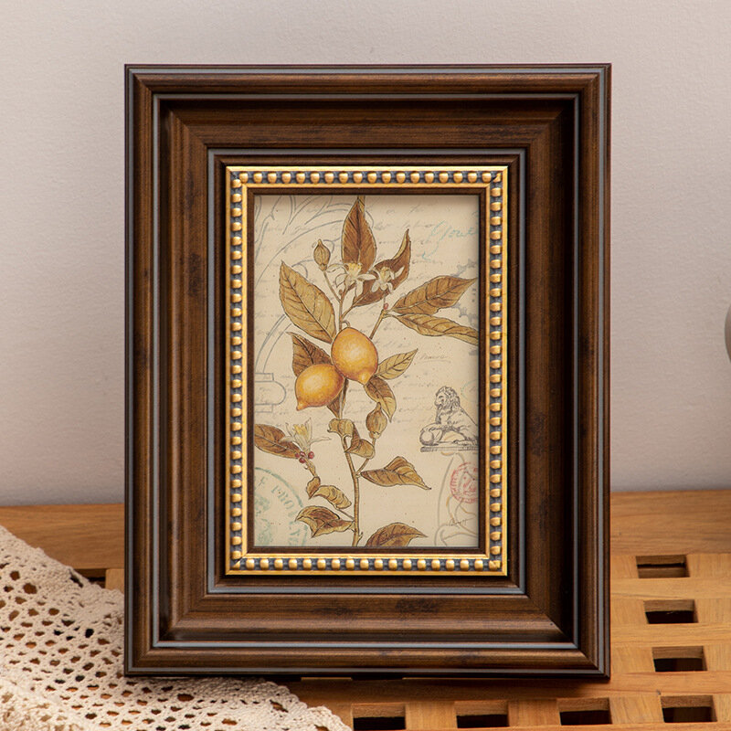 Ретро-фоторамка в стиле американского классицизма Golden coffee color / Square 6inch (inner diameter 15*15cm)
