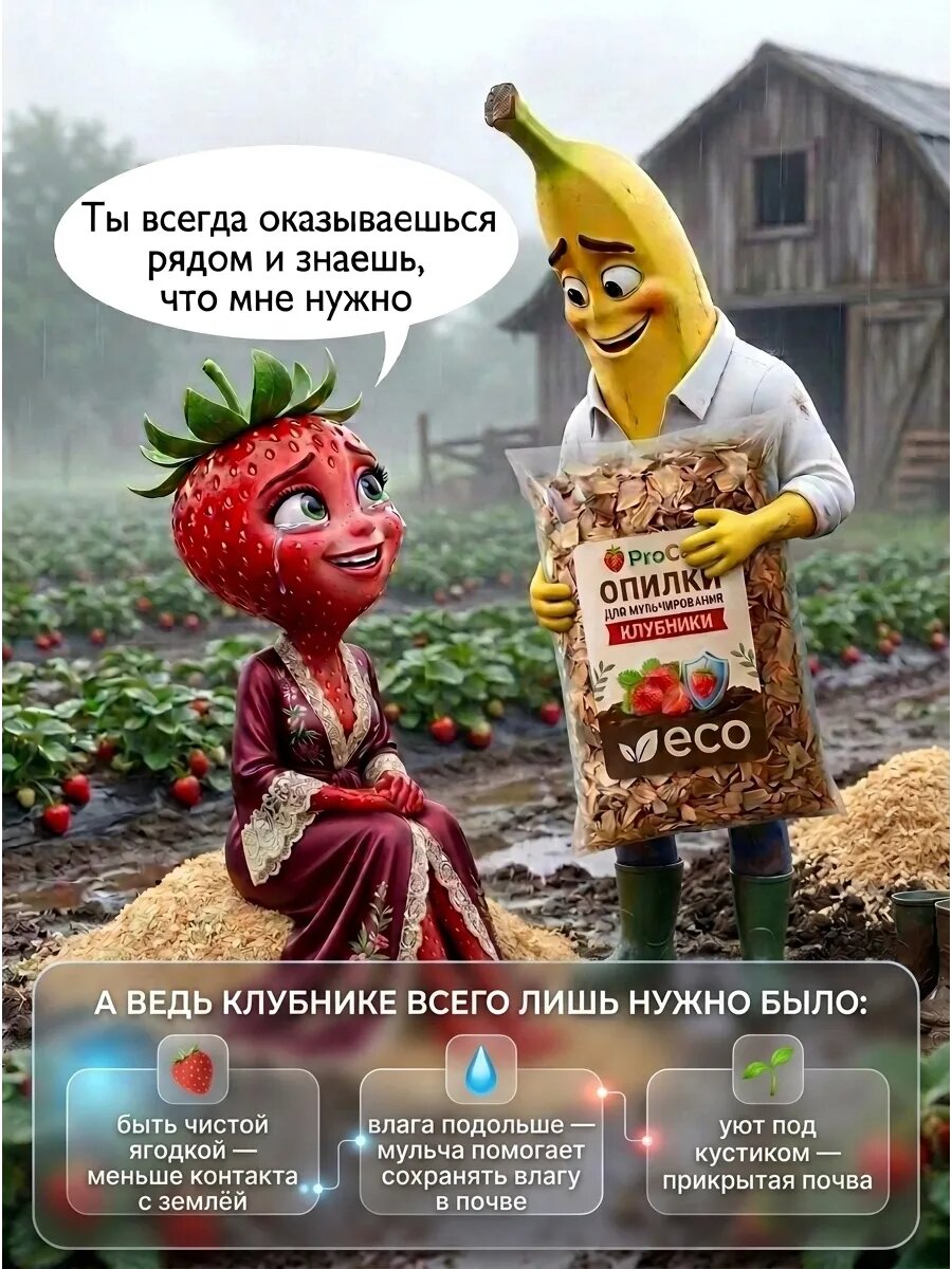 Опилки Мульча из березы для клубники 1 кг экологичные для вашего огорода — фото 1