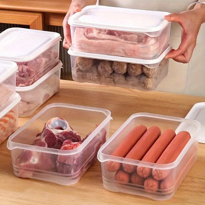 Пищевые герметичные контейнеры для хранения продуктов 4 шт по 1200 мл с откидными крышками, штабелируемые