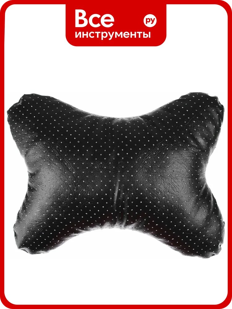 Подушка на подголовник NEW GALAXY косточка, перфор. экокожа, 29x23см, черная 732-012