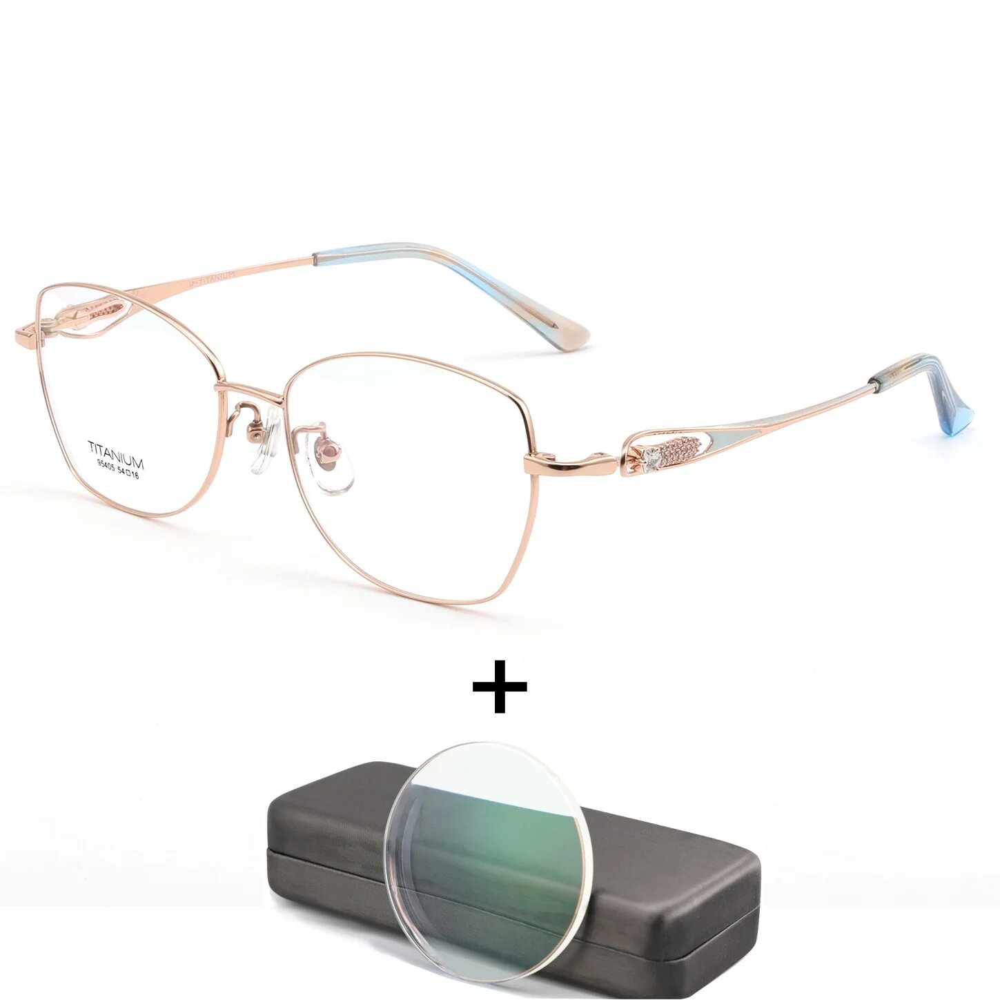 EOOUOOE женские титановые очки с бриллиантовым дизайном Rose Gold, 1.67, Единая версия, Нет