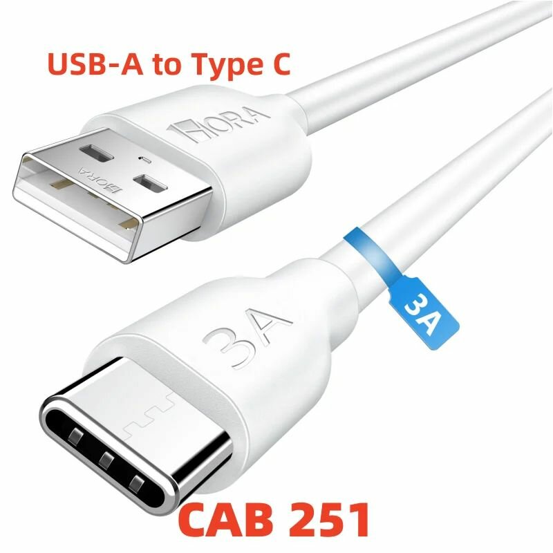 1HORA Кабель для мобильных устройств USB Type-C/USB 2.0 Type-A, 1 м, белый