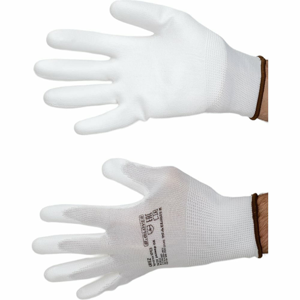 Нейлоновые перчатки с полиуретановым покрытием S.GLOVES KREZ белые, 08 размер 31613-08 — фото 1
