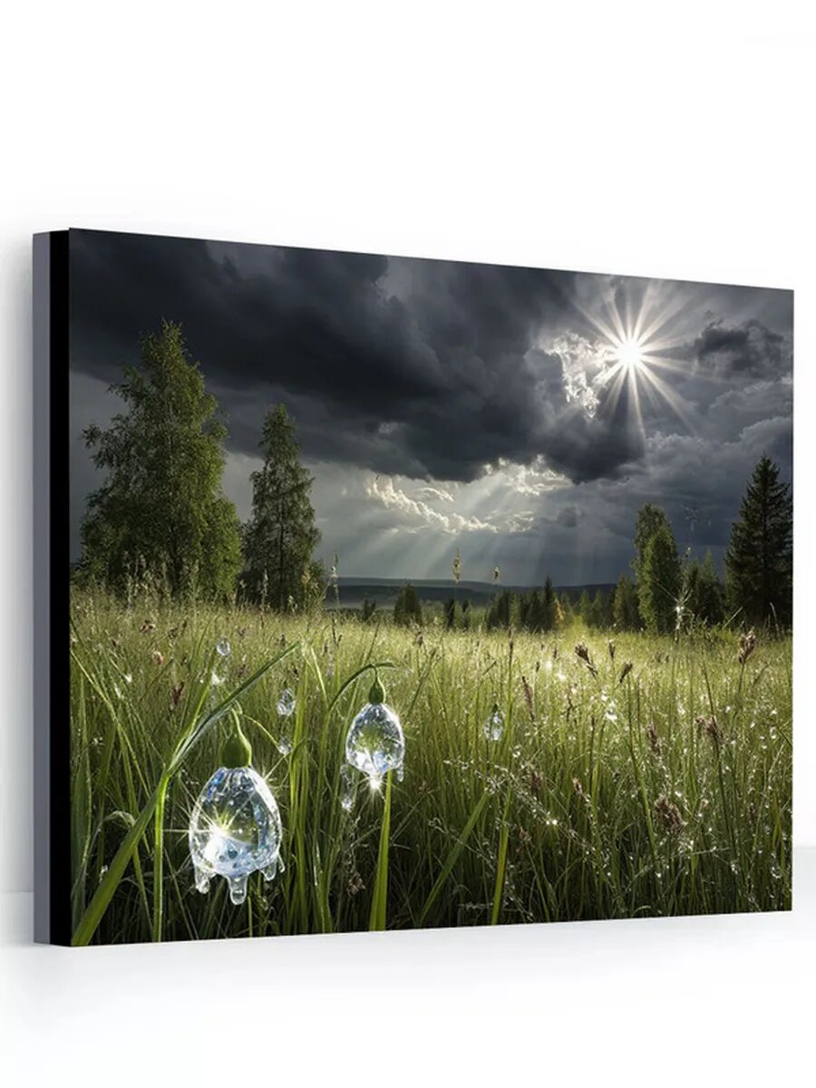Картина на стену для интерьера "Лесное поле", на подрамнике, 40 x 50 см