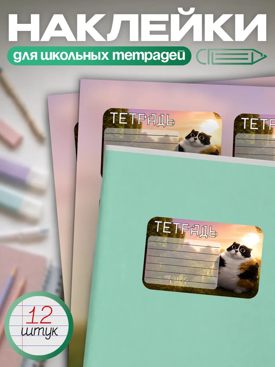 Наклейки на тетрадь игра Майнкрафт Котость