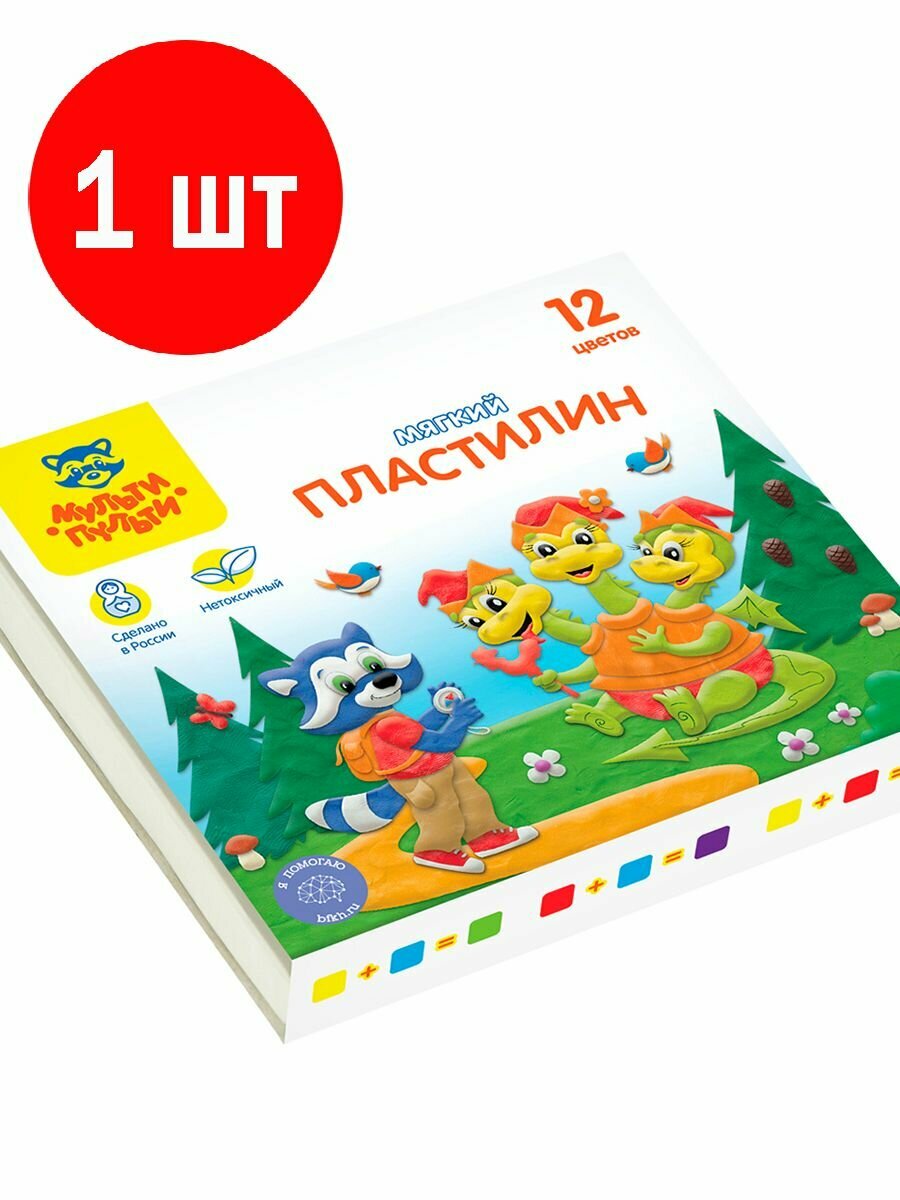 Пластилин "Енот в сказке", 12 цветов, 120г