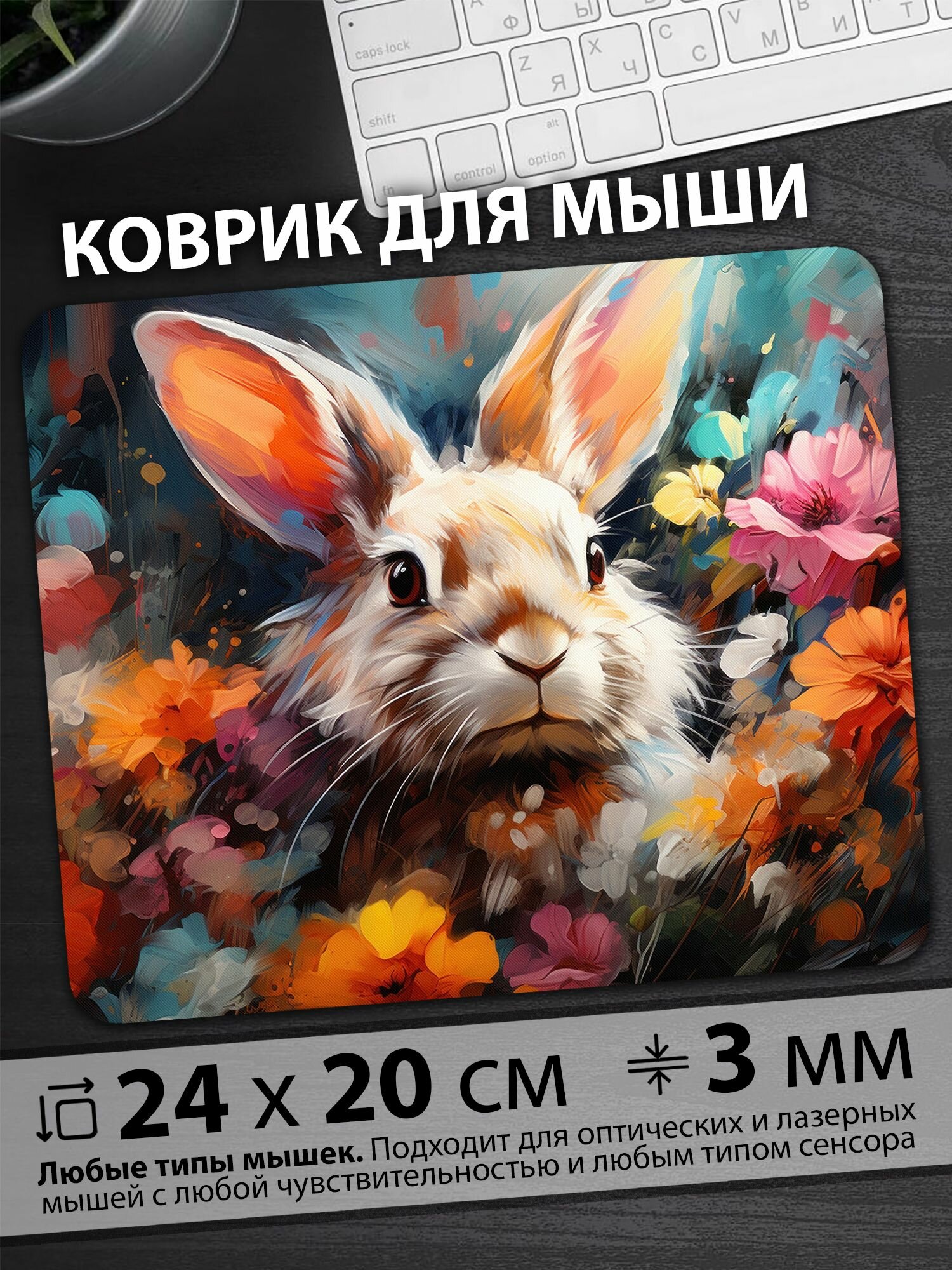 Резиновый коврик для мыши (24 x 20 см x 3 мм)