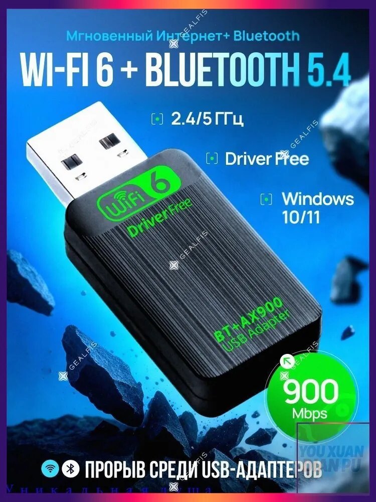 Бестселлер USB адаптер Wi Fi 6 с Bluetooth 5.4 для компьютера