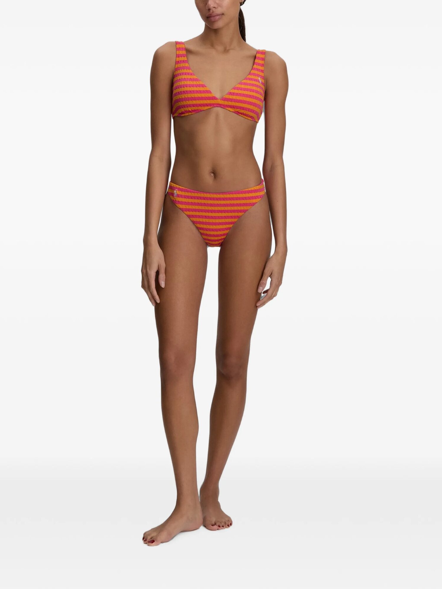 Купальник Polo Ralph Lauren Striped seersucker bikini pants, размер 36, pink — фото 1