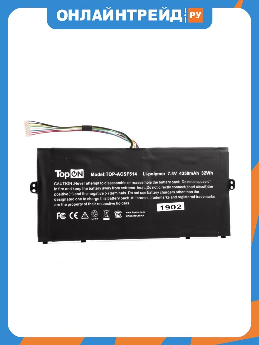 Аккумулятор Topon TOP-ACSF514 для ноутбука Acer SF514 7.4V 4350mAh PN: AP16L5J