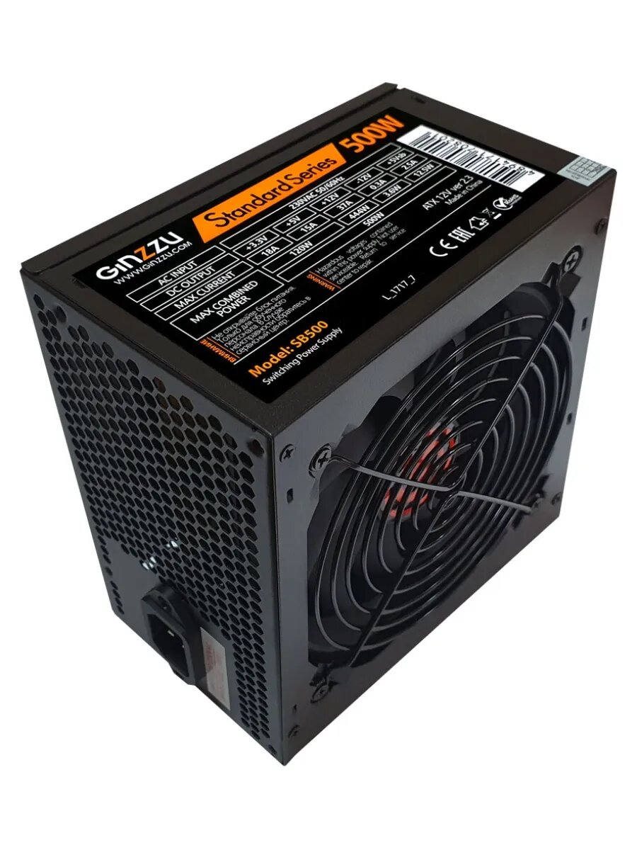 Блок питания Ginzzu SB500, 500Вт, ATX, защита от перенапряжения, короткого замыкания, перегрузки