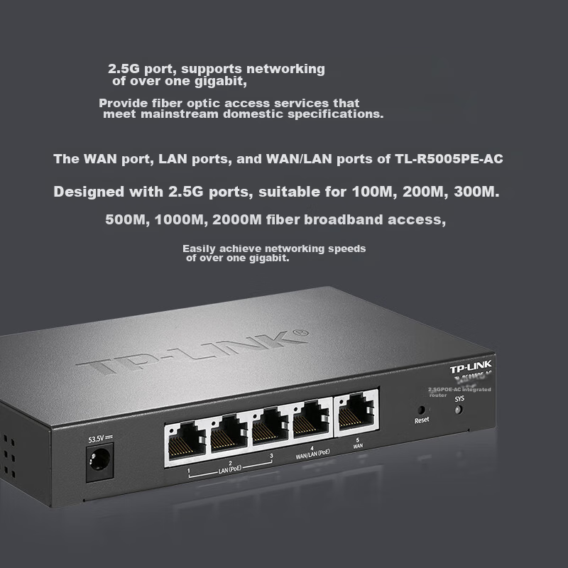 TP-LINK Корпоративный маршрутизатор 2.5G PoE с поддержкой WiFi7 и 5 портами Gigabit Цвет：5 портов Gigabit | 75 Вт |