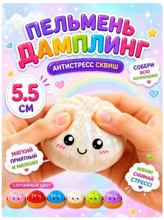 Сквиш пельмень антистресс 5.5 см, Дамплинг сквиш Антистресс 5.5см