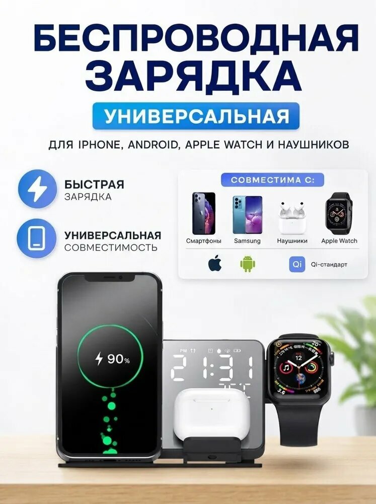Беспроводная зарядка для iPhone и Android