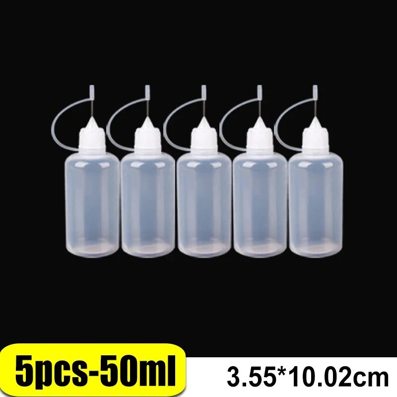 Пластиковые бутылочки-капельницы для клея 10/30/50 мл 50ml-5pcs