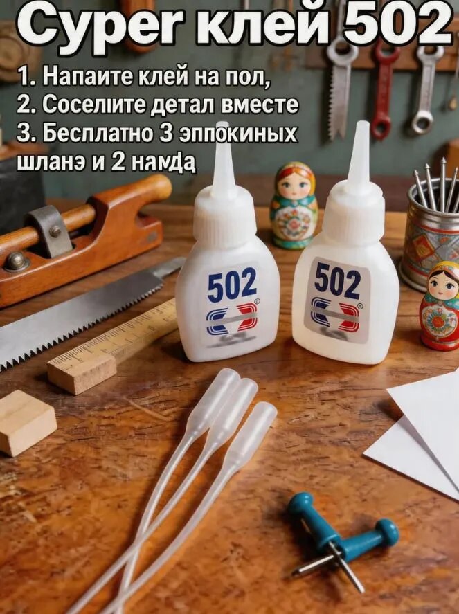 Клей канцелярский ПВАдля пазлов, для декупажа 2 шт, 15 мл./ 30 г.