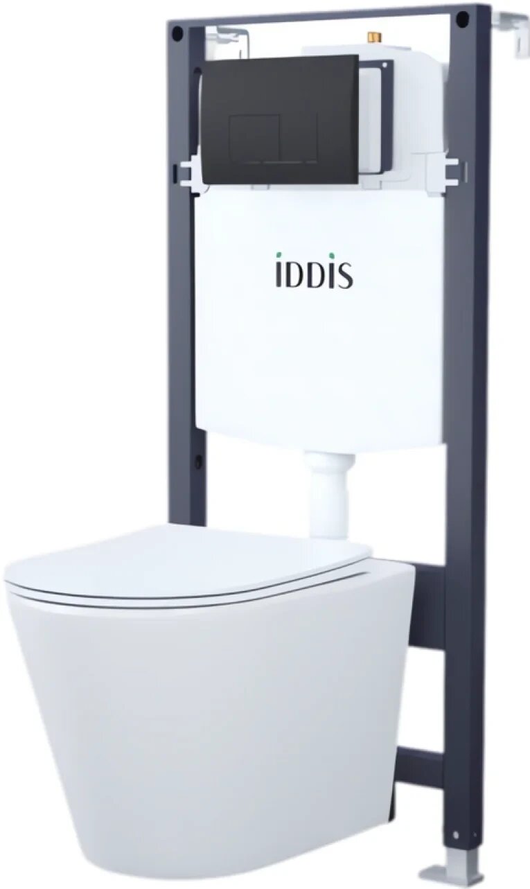 Комплект IDDIS BASC020i73 Унита подвесной, с микролифтом + Система инсталляции + Кнопка смыва черная матовая