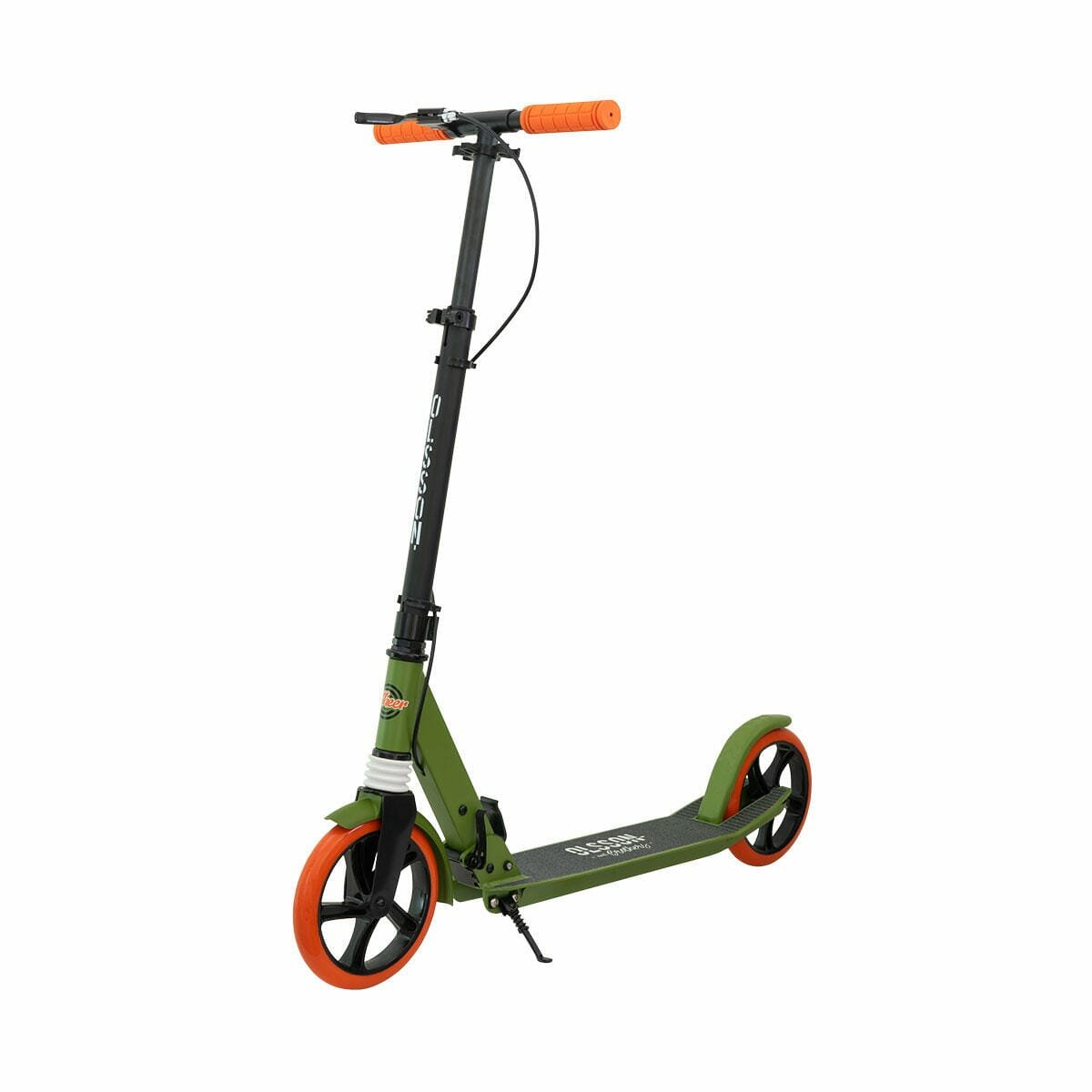 DECATHLON самокат Decathlon Cheer, черный/зеленый/оранжевый, регулируемая высота 90-104 см