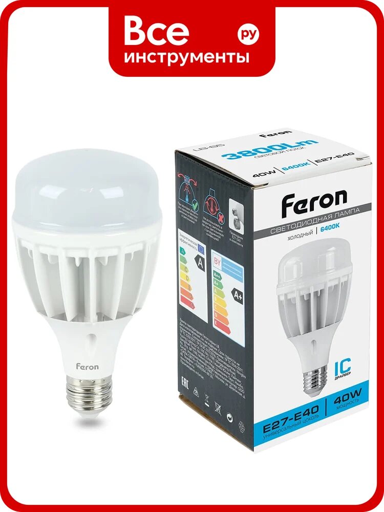 Светодиодная лампа 40W 230V E27 6400K Feron LB-65 25538