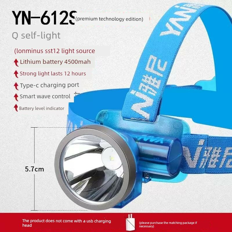 Налобный фонарь Yani 612S с мощным светом, перезаряжаемый, сверхяркий, сверхлегкий, компактный, с долговечной литиевой