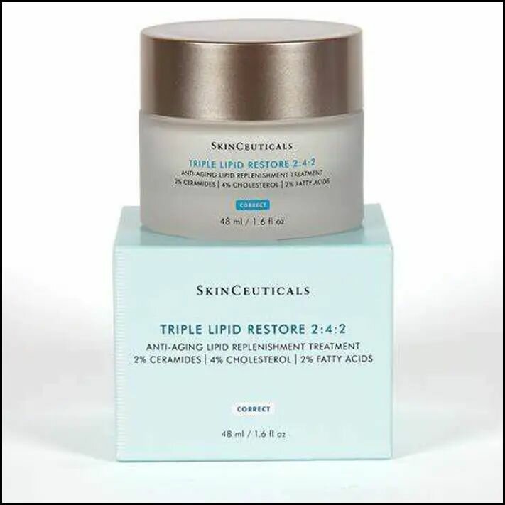 SkinCeuticals Антивозрастной крем Triple lipid repair 2:4:2 восстанавливает липидный баланс клеток и питает сухую кожу.