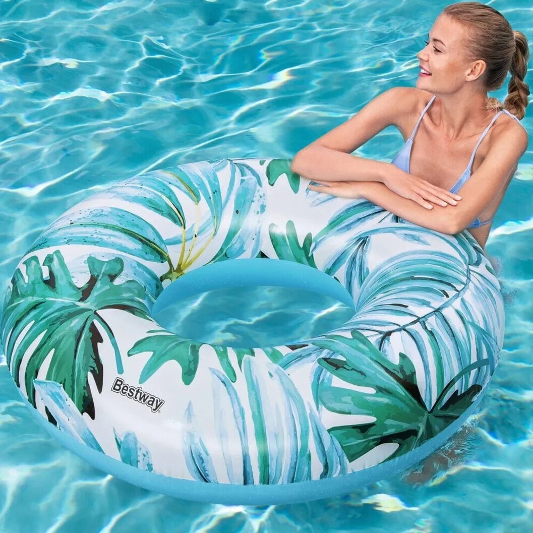 Круг надувной для плавания 119 см "Tropical Palms", Bestway, ПВХ, разноцветный принт